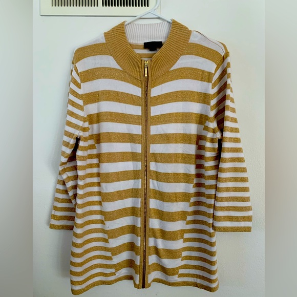 Belldini | Jackets & Coats | Belldini Gold And White Stripe Zip Up ...